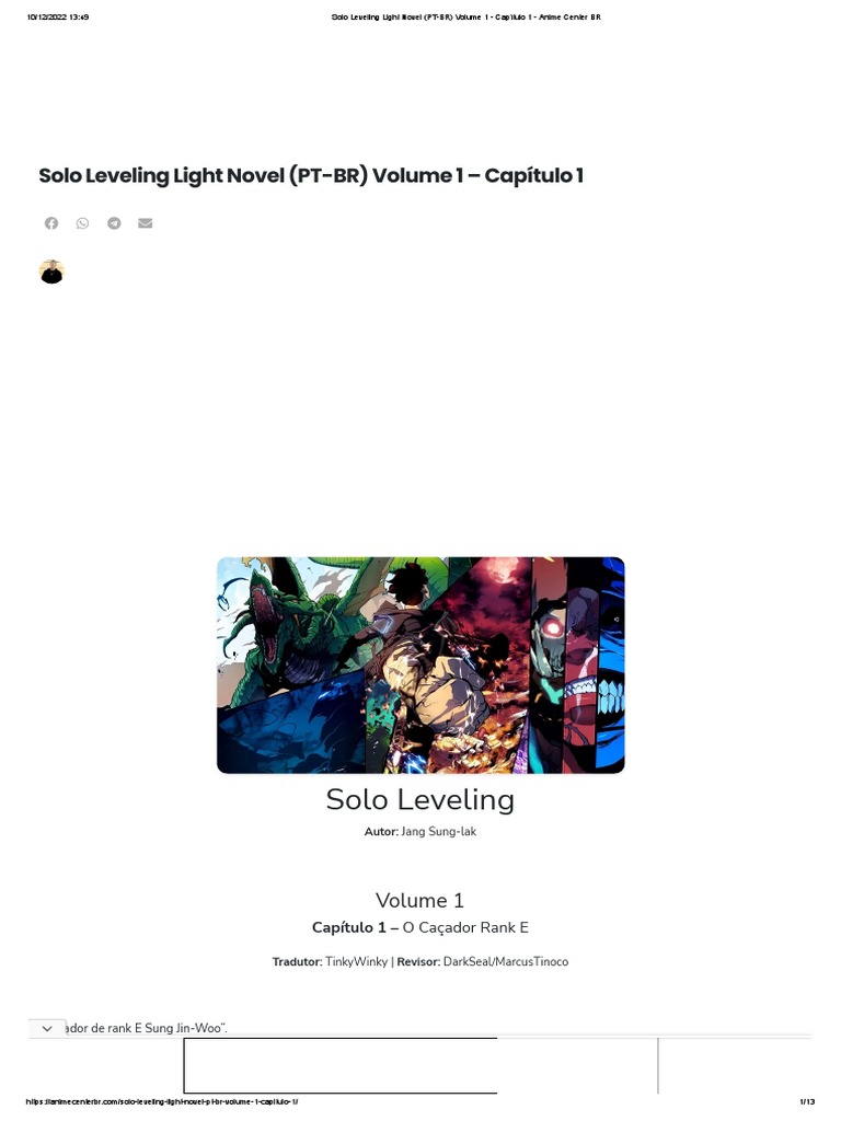 Solo Leveling Light Novel (PT-BR) Volume 1 - Capítulo 1 - Anime Center ...