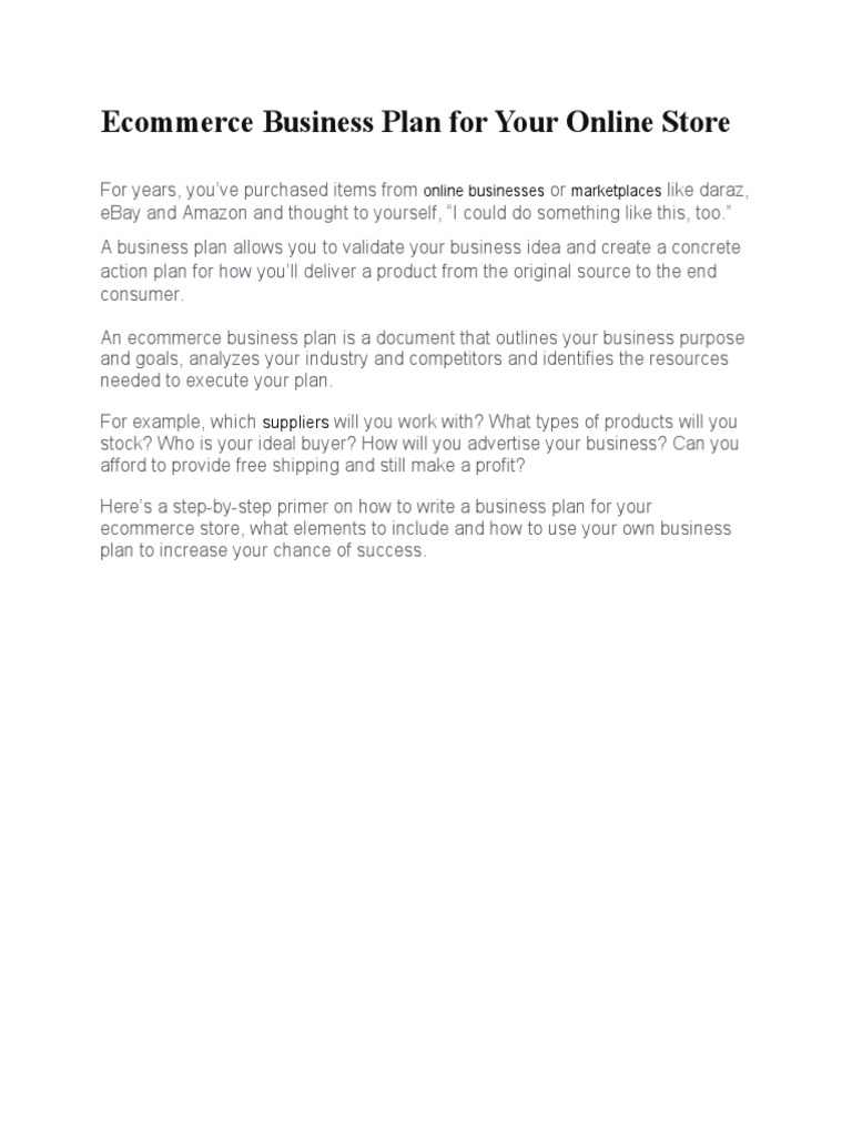 Ecommerce Business Plan For Your Online Store | PDF | Career & Growth