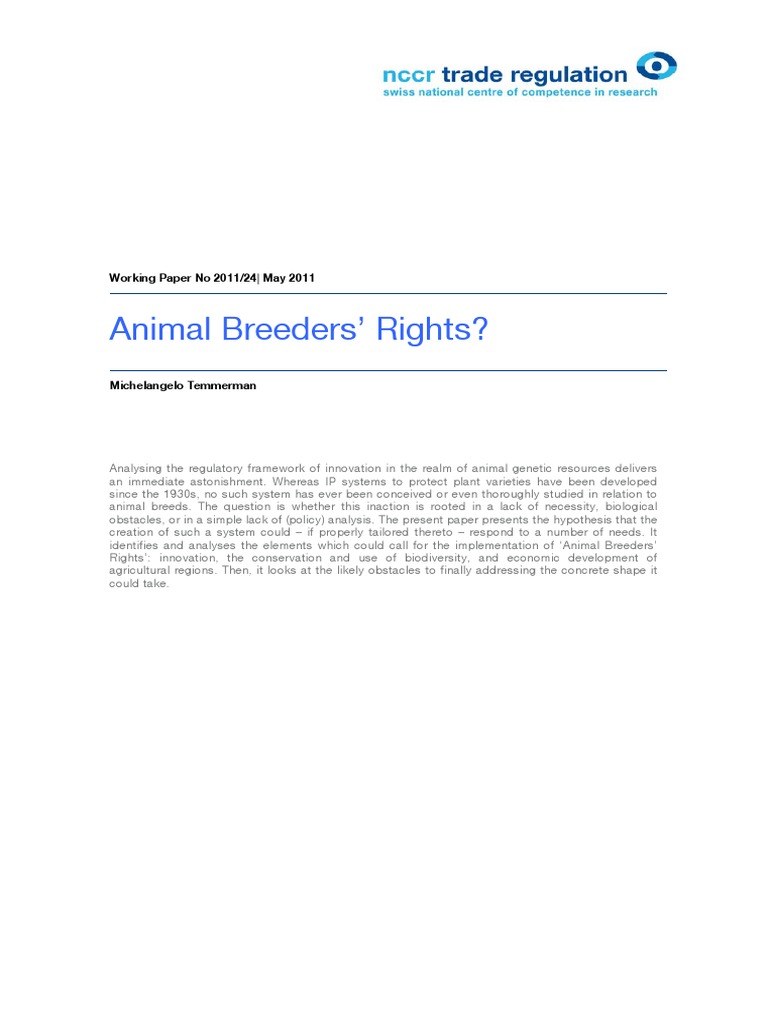 Animal Breeders Rights | PDF | Intellectual Property | Biodiversity