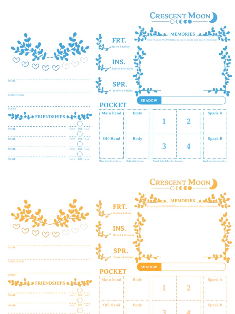 Character Sheets Moon | PDF