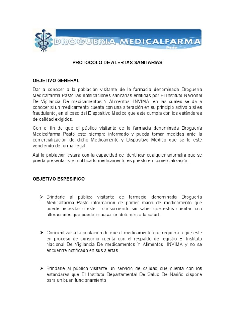 Protocolo de Alertas Sanitarias | PDF