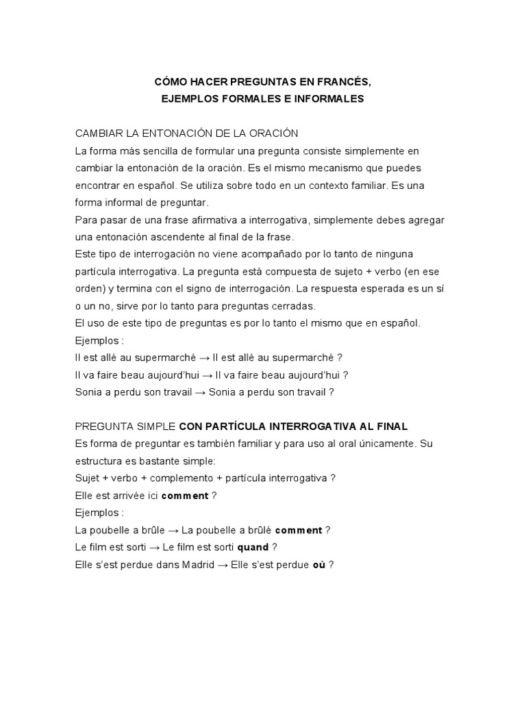 Oraciones Interrogativas | PDF | Oración (Lingüística) | Verbo