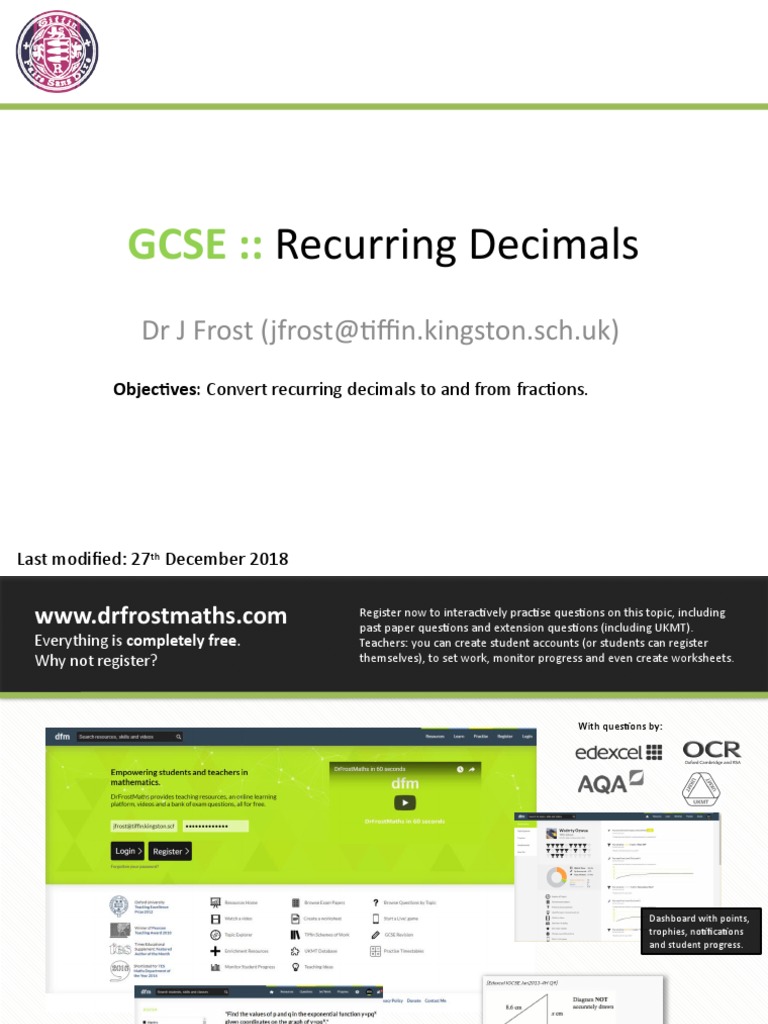 Convert Recurring Decimals to Fractions | PDF | Decimal | Mathematics