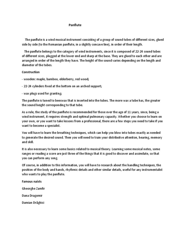 Referat Engleza - Instrumente Muzicale - Nai | PDF | Sound | Musical ...