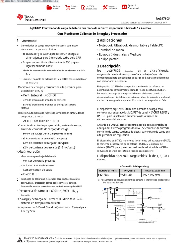 bq24780s en Es | PDF | Resistor | Condensador