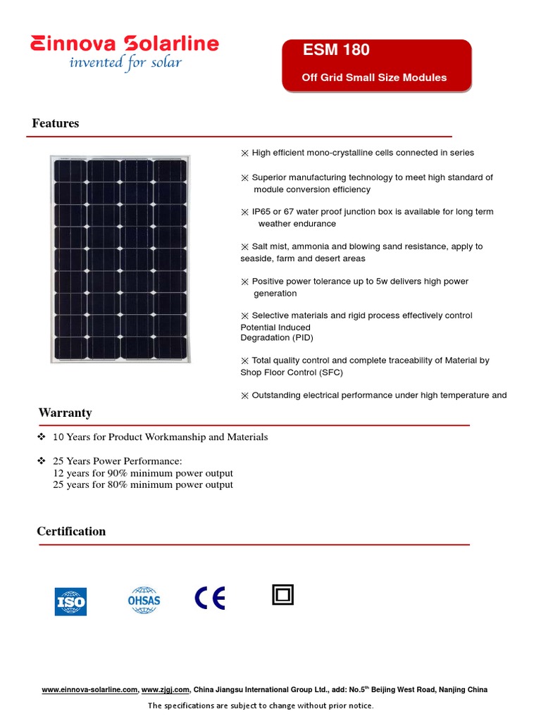ESM 180w | PDF | Materials | Electric Power