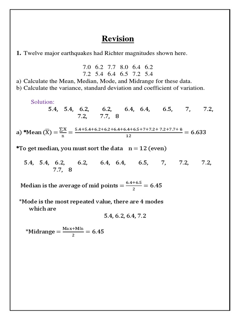Revision | PDF | Statistics | Descriptive Statistics