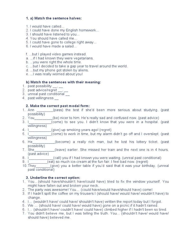 Could Have Should Have Would Have Ex | PDF | Language Arts & Discipline ...