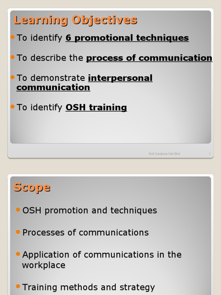 5-OSH Promotion Training & CommunicationREVISED | PDF | Occupational ...