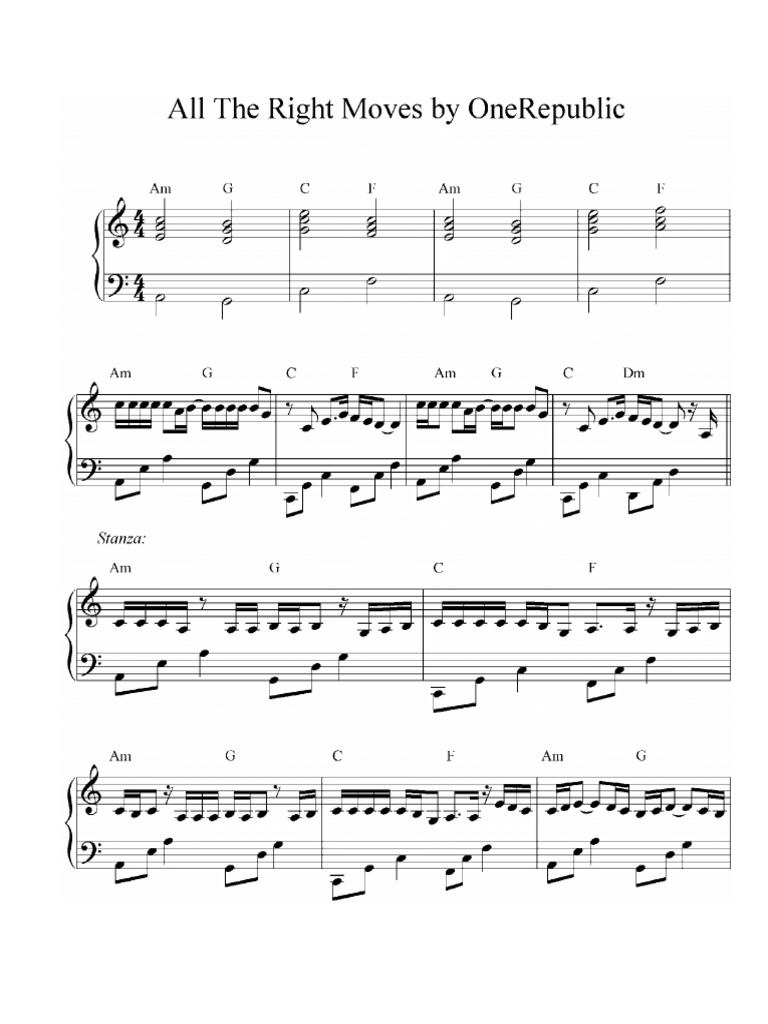 One Republic-All The Right Moves | PDF