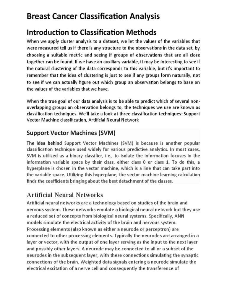 Breast Cancer Classification Techniques | PDF | Statistical ...