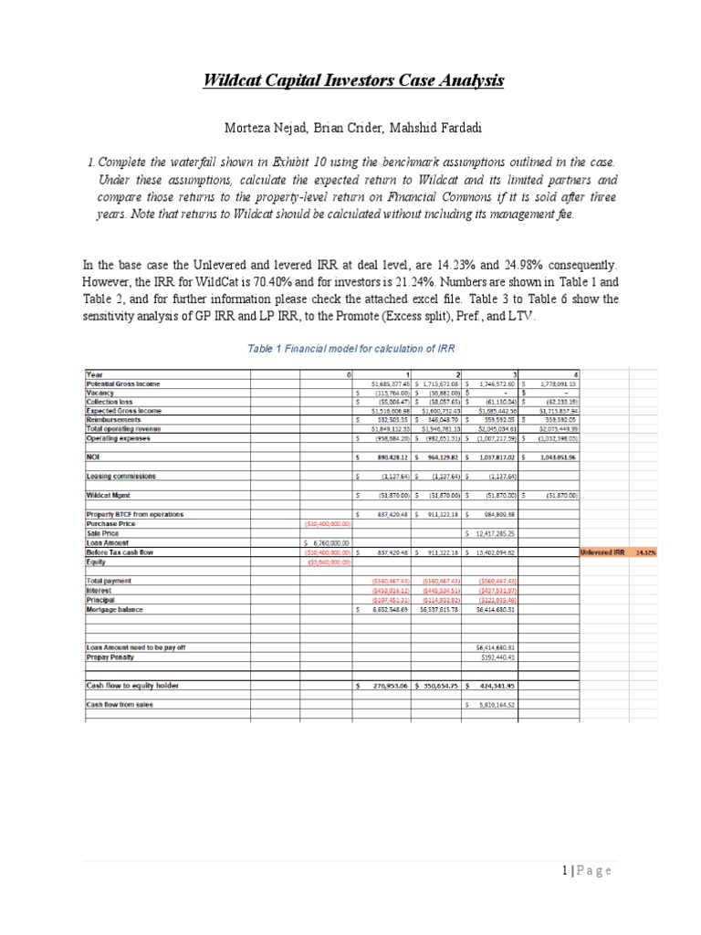 Wildcat Capital Investors | PDF | Internal Rate Of Return | Loan To ...