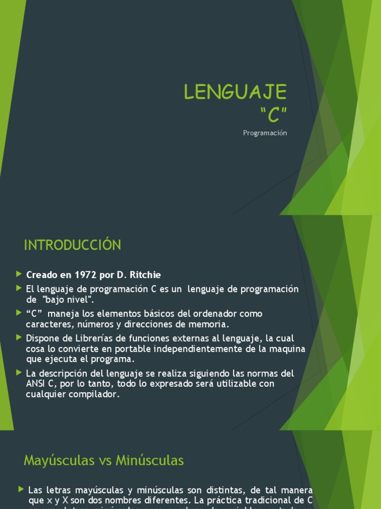 Introducción A Lenguaje C | PDF | C (lenguaje de programación) | Lenguaje de programación