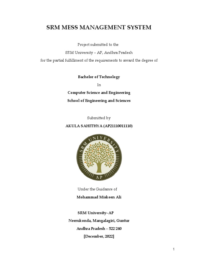 SRM Mess Management System | PDF | Graphical User Interfaces | Computer Engineering