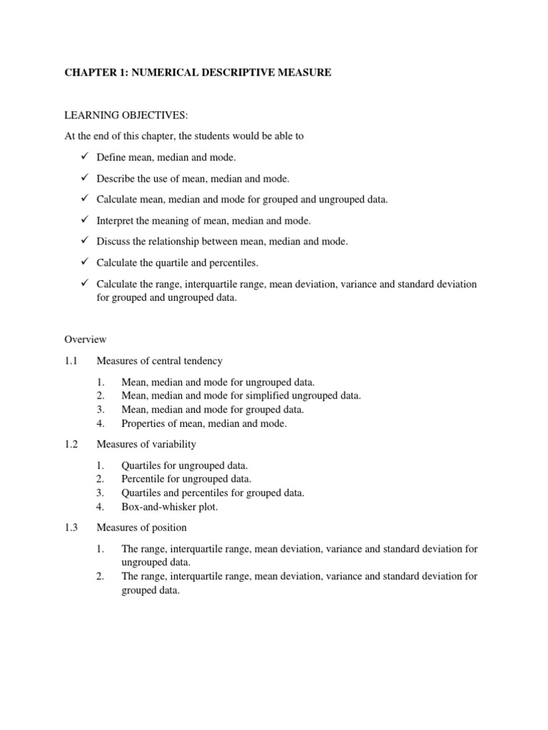 Chapter 1 | PDF | Mode (Statistics) | Mean