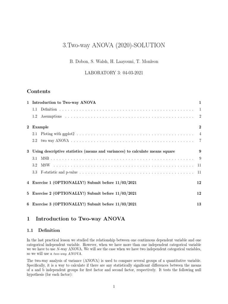 Two-way ANOVA Analysis and Examples | PDF | Analysis Of Variance | Statistics