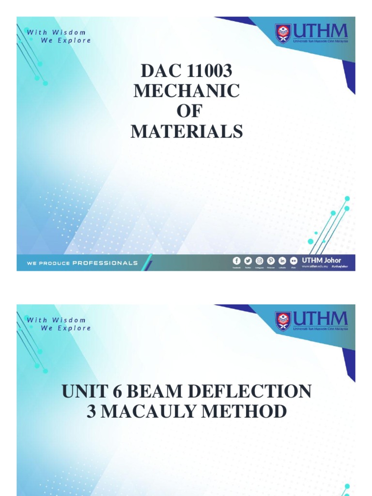 CHAPTER 6 Defelction in Beam | PDF | Beam (Structure) | Deformation ...