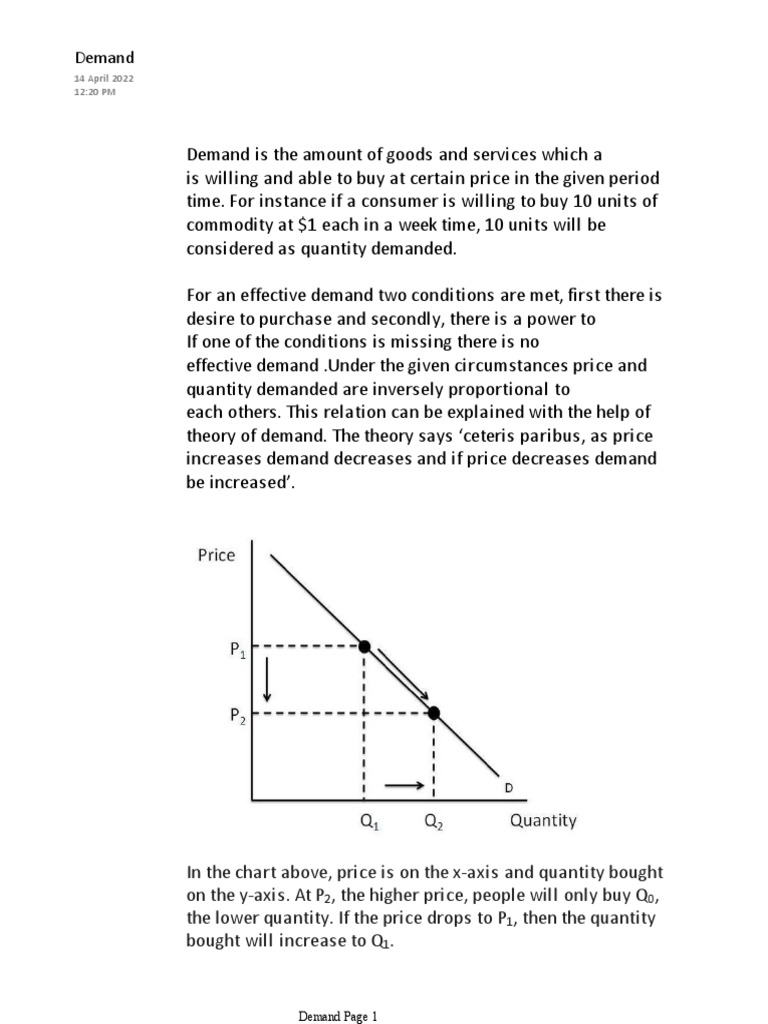 Demand Note | PDF | Supply And Demand | Demand Curve