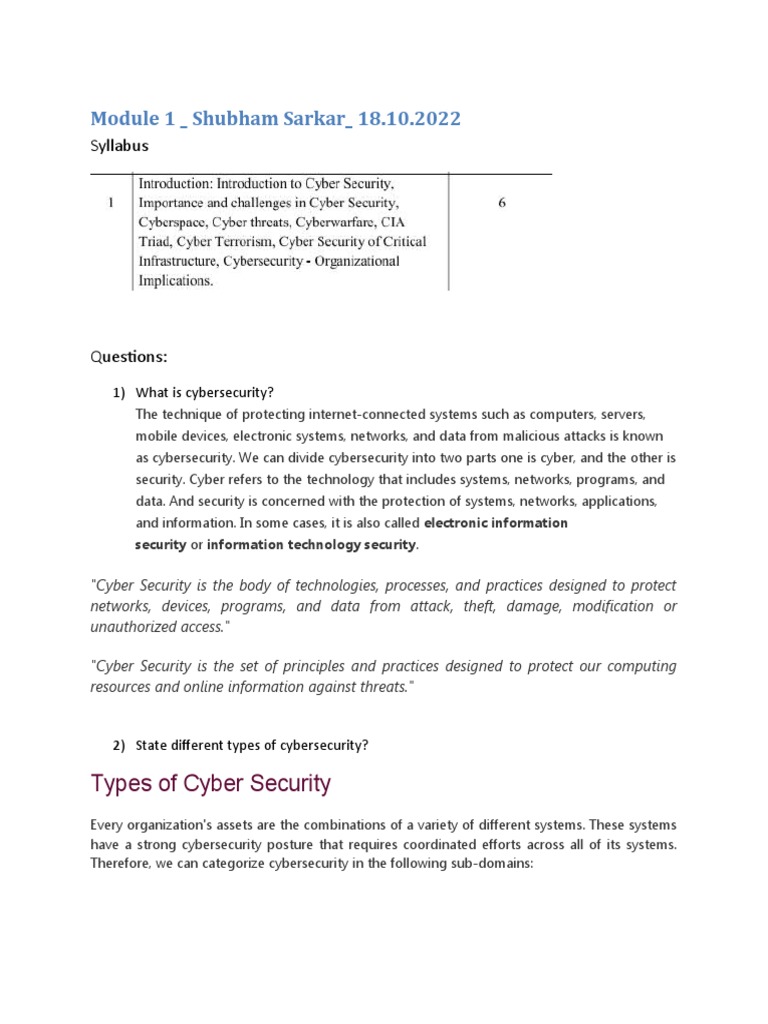 Module 1 | PDF | Security | Computer Security