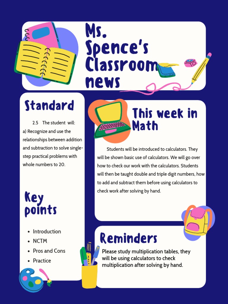 Stem 433 Calculator Classroom Newsletter-Kelci Spence | PDF | National ...