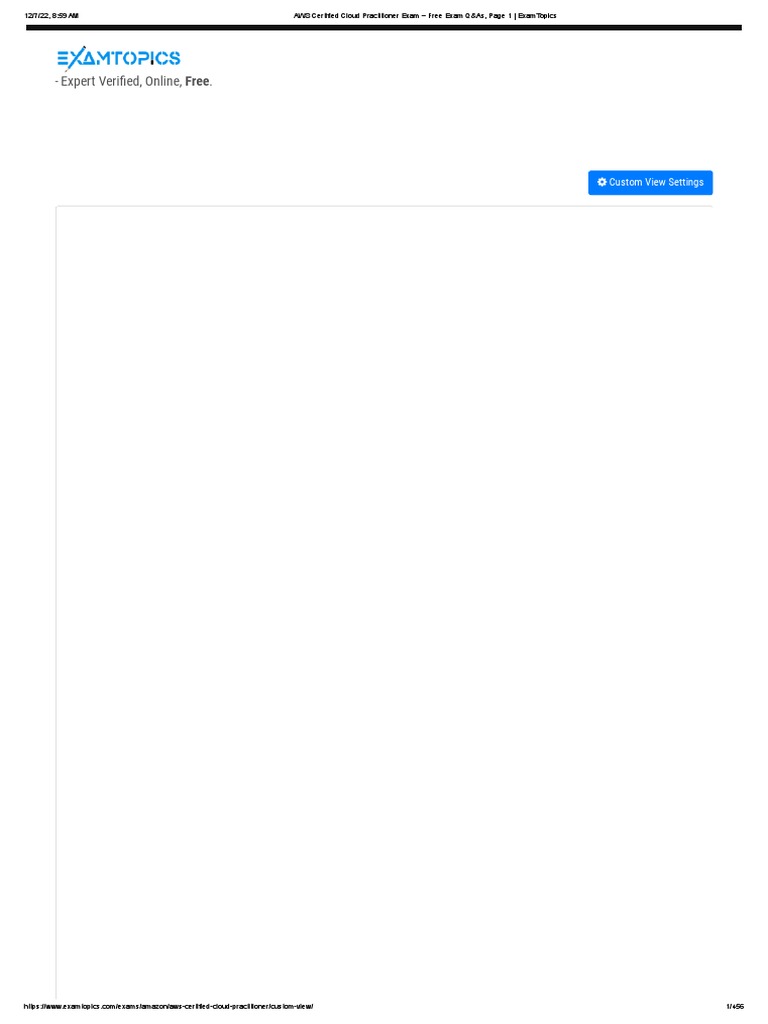 AWS Certified Cloud Practitioner Exam - Free Exam Q&as, Page 1 - ExamTopics | PDF | Cloud ...