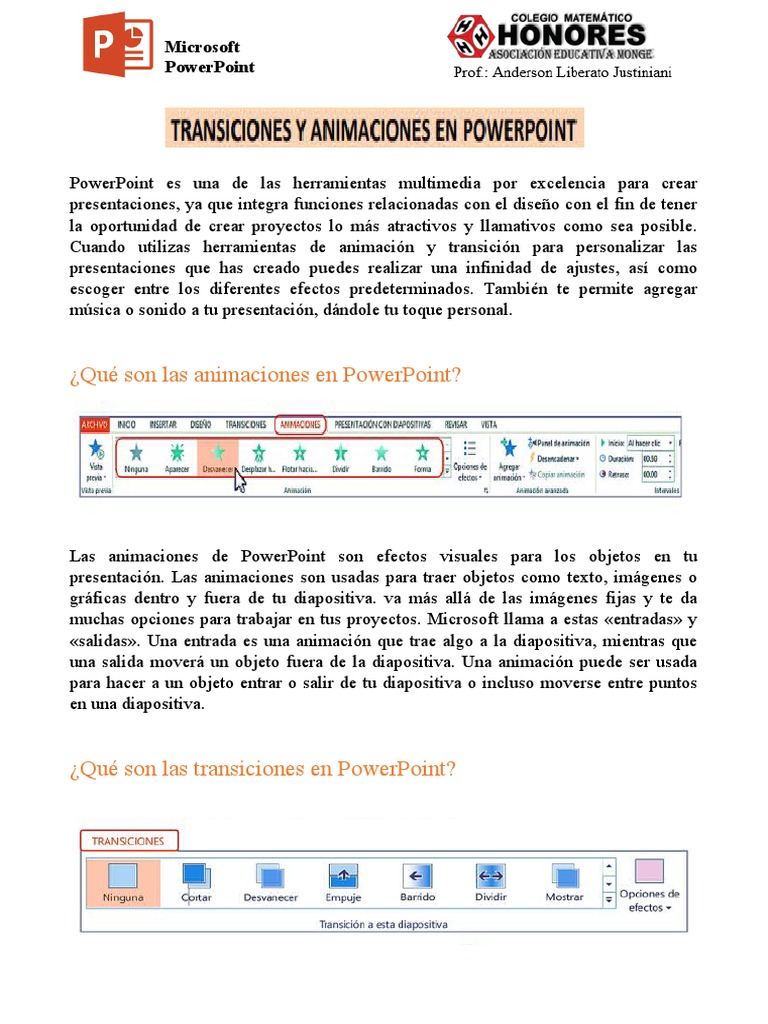 CLASE N°27 5to (Transiciones y Animaciones en PowerPoint) | PDF ...