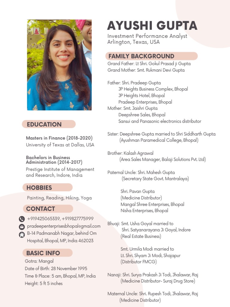 Ayushi Gupta Biodata | PDF