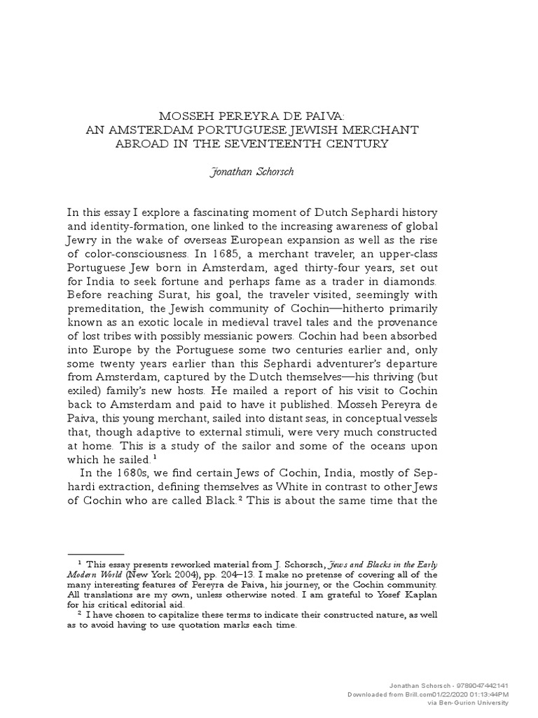 Mosseh Pereyra: 17th Century Jewish Merchant | PDF | Jews | Caste