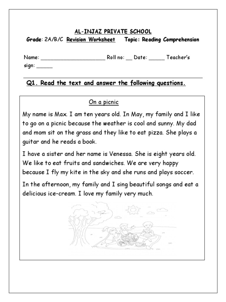 Revision Worksheet G2 (Reading Comprehension S1) | PDF