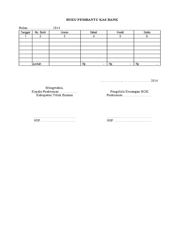 Buku Pembantu Kas Bank | PDF
