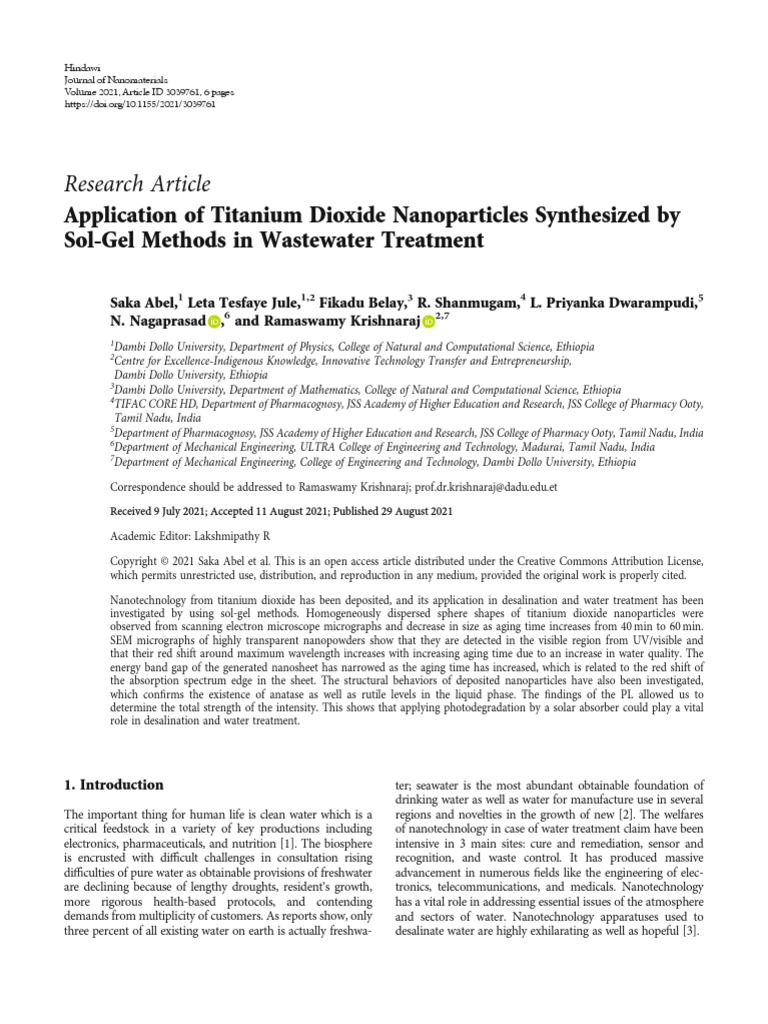Application of Titanium Dioxide Nanoparticles Synt | PDF | Nanoparticle ...