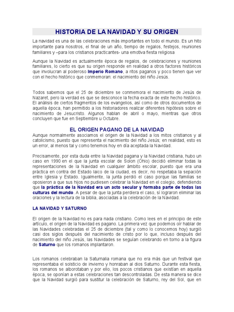 Historia de La Navidad y Su Origen | PDF | Navidad | Natividad De Jesus