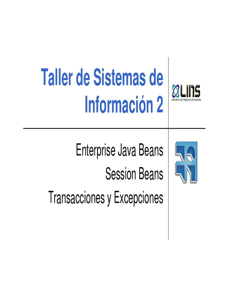 Enterprise Java Beans Session Beans Transacciones Y Excepciones Pdf