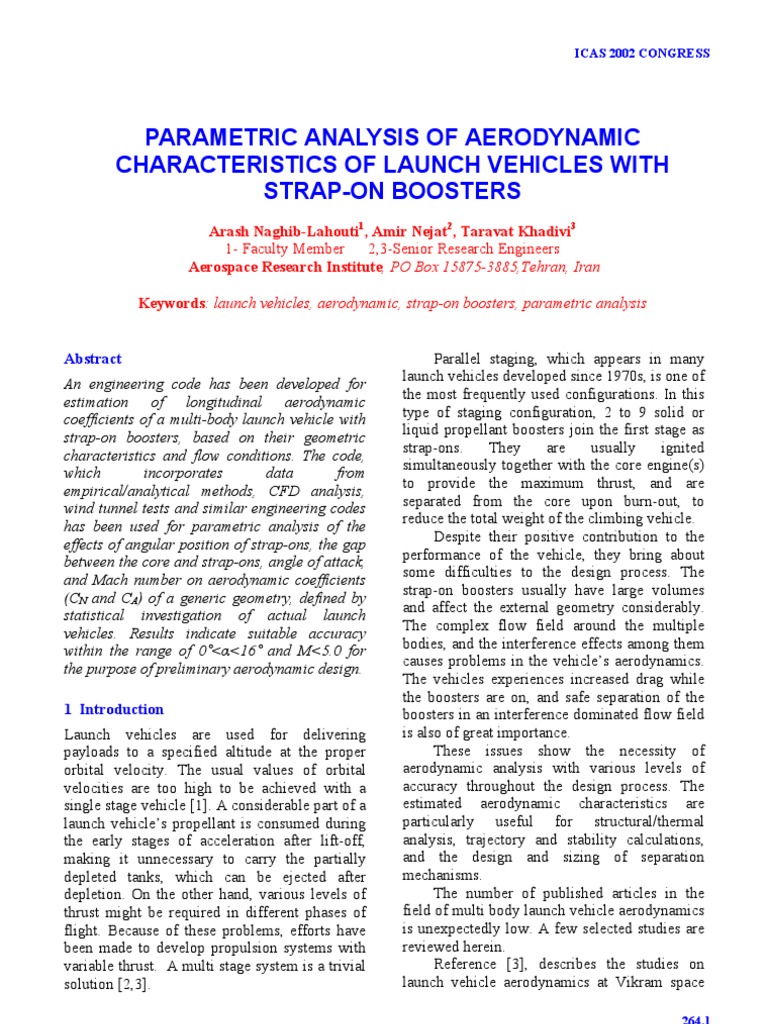 Parametric Analysis of Aerodynamic Characteristics of Launch Vehicles With Strap-On Boosters ...