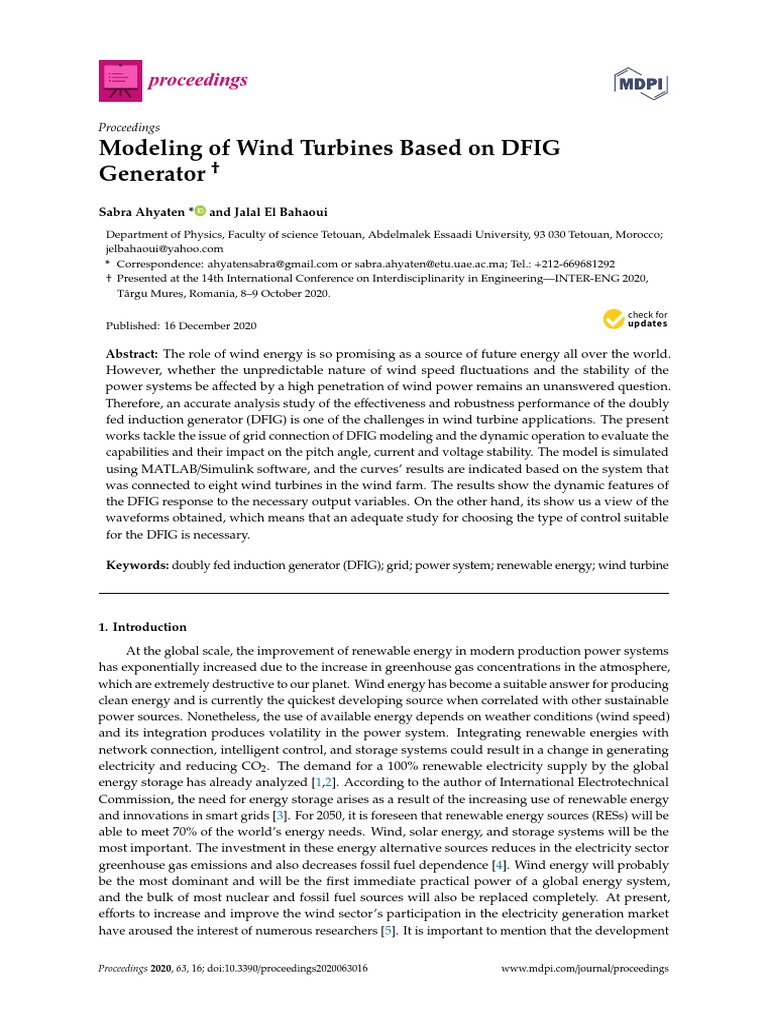 Modeling Of Wind Turbines Based On Dfig Pdf Wind Power Electromagnetism