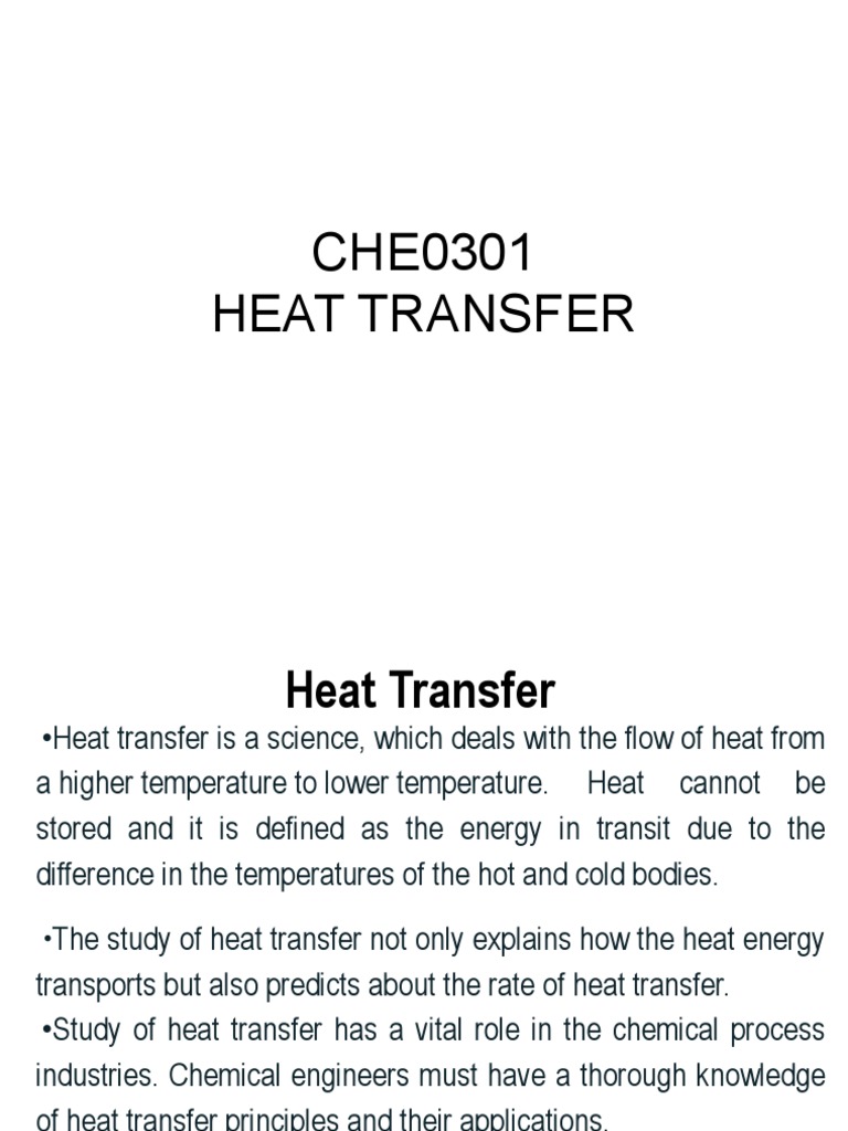 Heat Transfer CHE0301 LECTURE 2 Basics of Heat Transfer | PDF | Heat ...