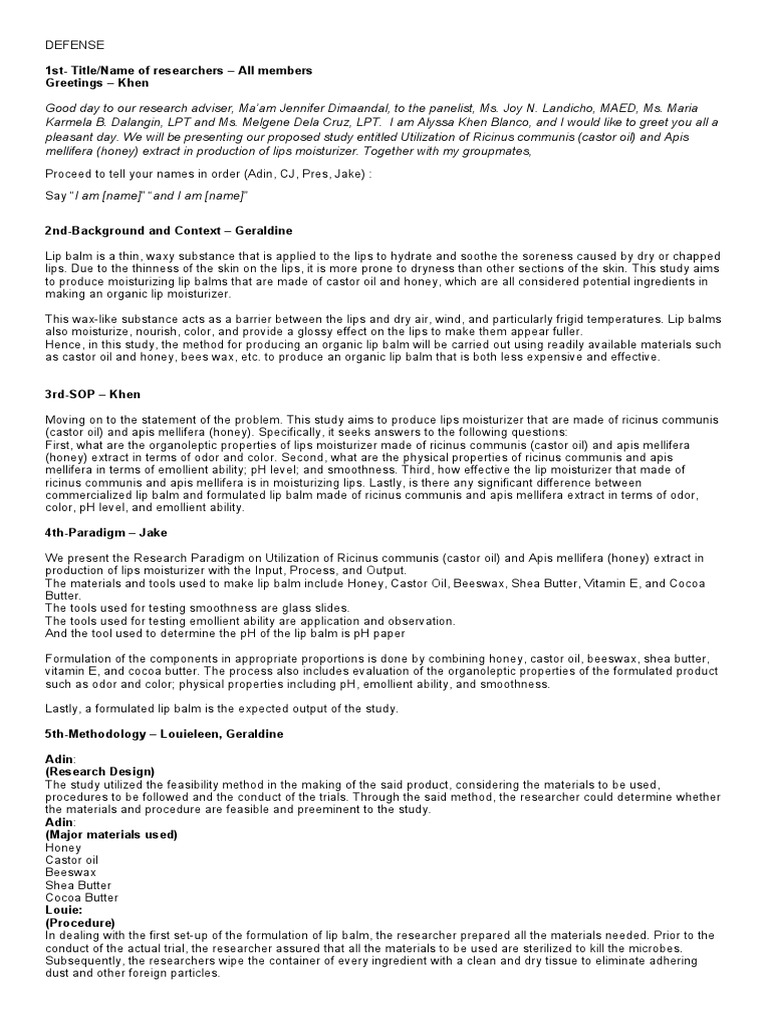 1defense Script | PDF | Honey Bee | Chocolate