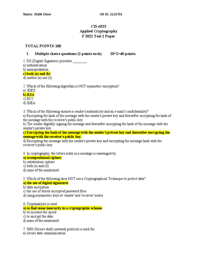 Exam Crypto | PDF | Cryptography | Key (Cryptography)