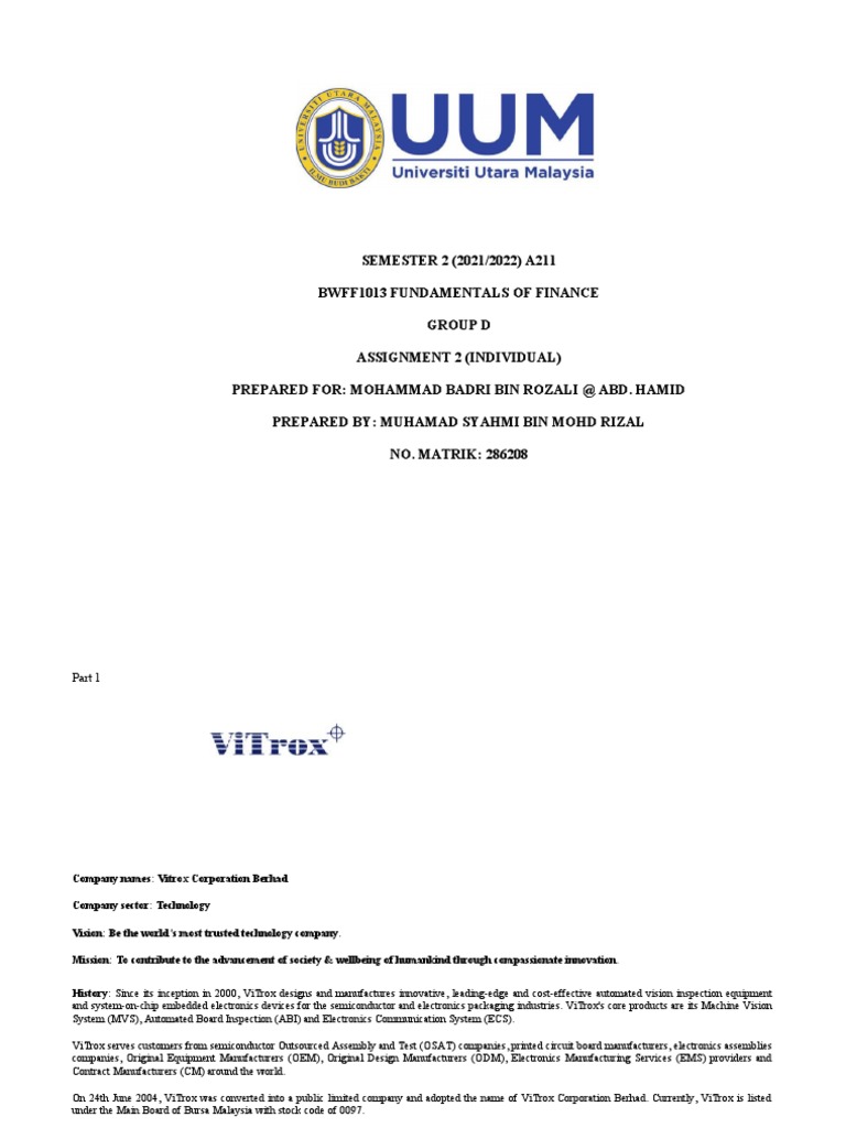 Ia2 - Group D - Muhamad Syahmi Bin Mohd Rizal - 286208 | PDF | Revenue ...