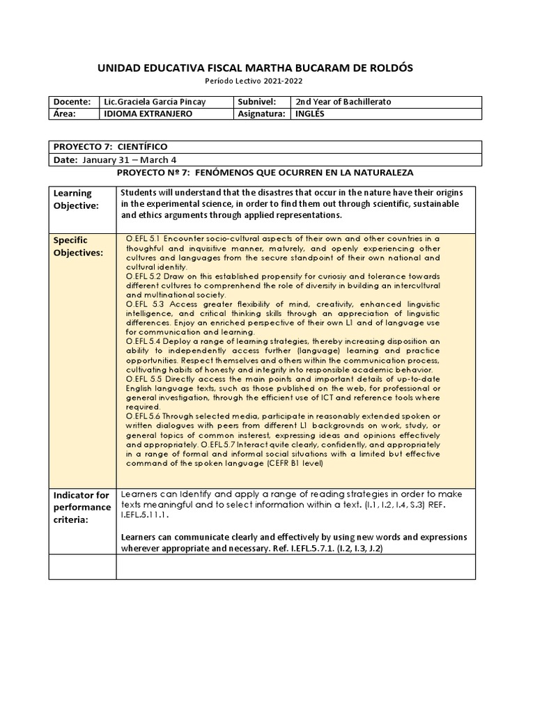 PROYECTO 7 INGLES 2DO BQACHILLERATO Cientifico Revisado | PDF | Natural Disasters | Volcano