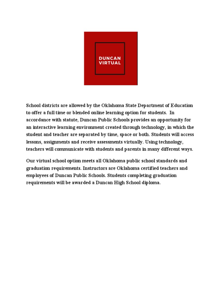 Duncan Virtual Guidelines | PDF | Individualized Education Program | Distance Education