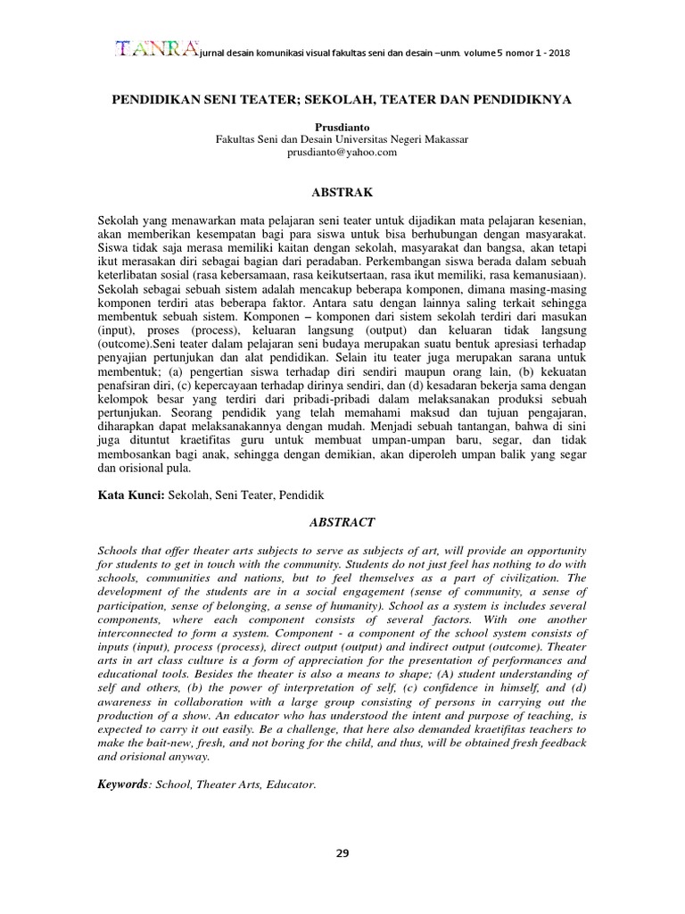 Pendidikan Seni Teater Sekolah Teater Dan Pendidik | PDF | Seni ...