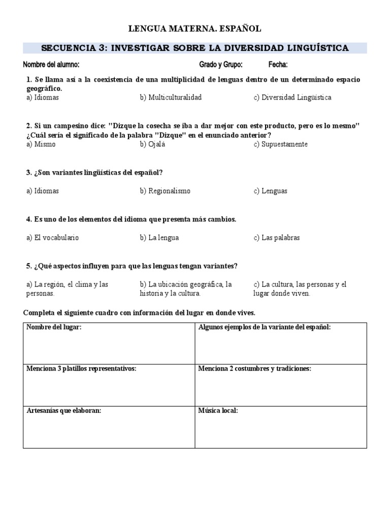 Evaluación Esp Sec 3 | PDF