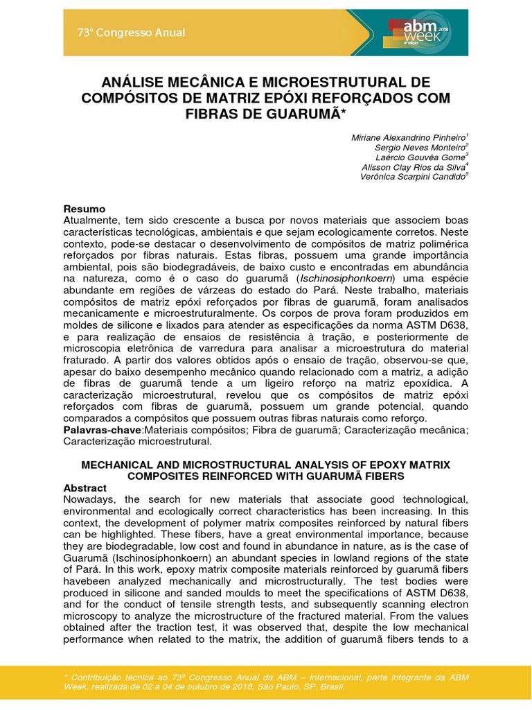 Análise Mecânica E Microestrutural de Compósitos de Matriz Epóxi ...
