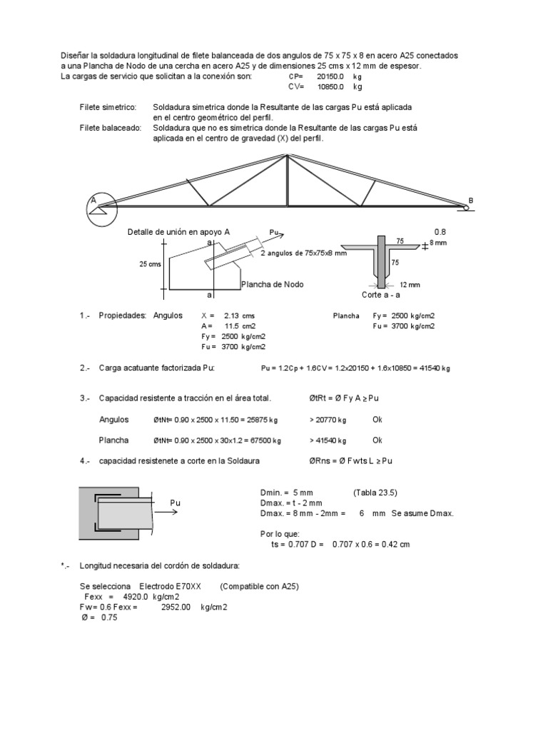 Ejercicio Soldadura 2022-1. Cercha | PDF | Materiales | Sectores Economicos