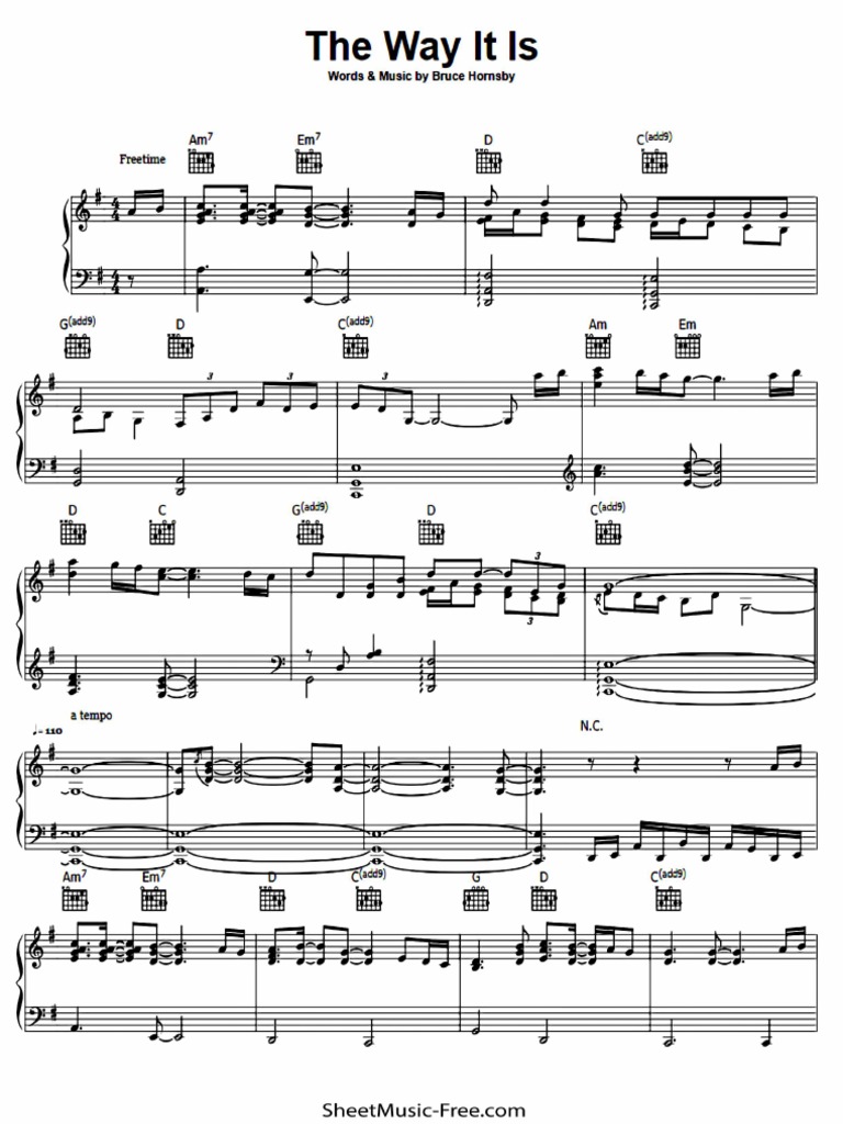 The Way It Is Sheet Music Bruce Hornsby | PDF