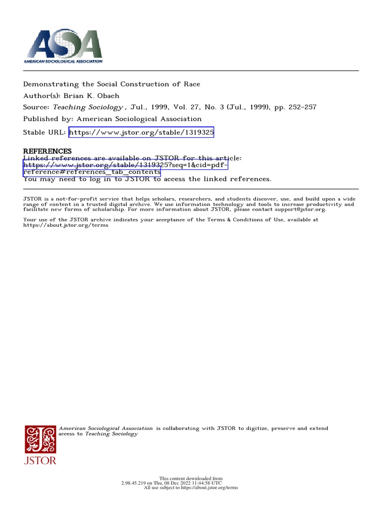 Demonstrating The Social Construction of Race | PDF | Race (Human ...