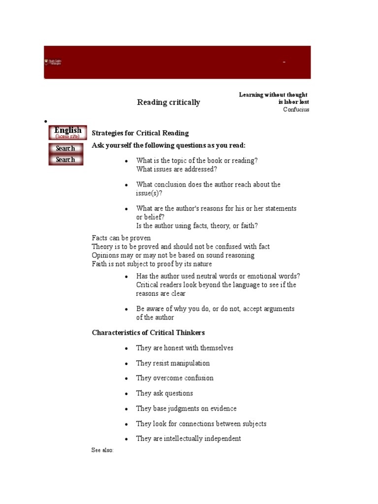 Strategies for Effective Critical Reading | PDF | Critical Thinking ...