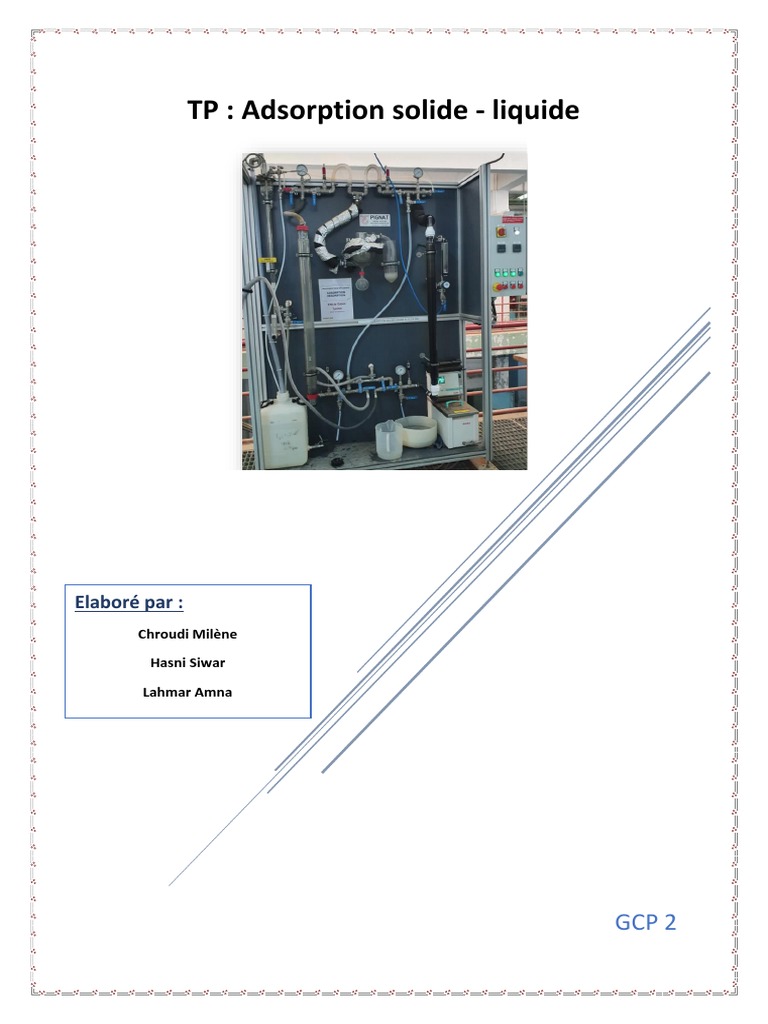 TP Adsorption Solide Liq | PDF | Adsorption | Pression