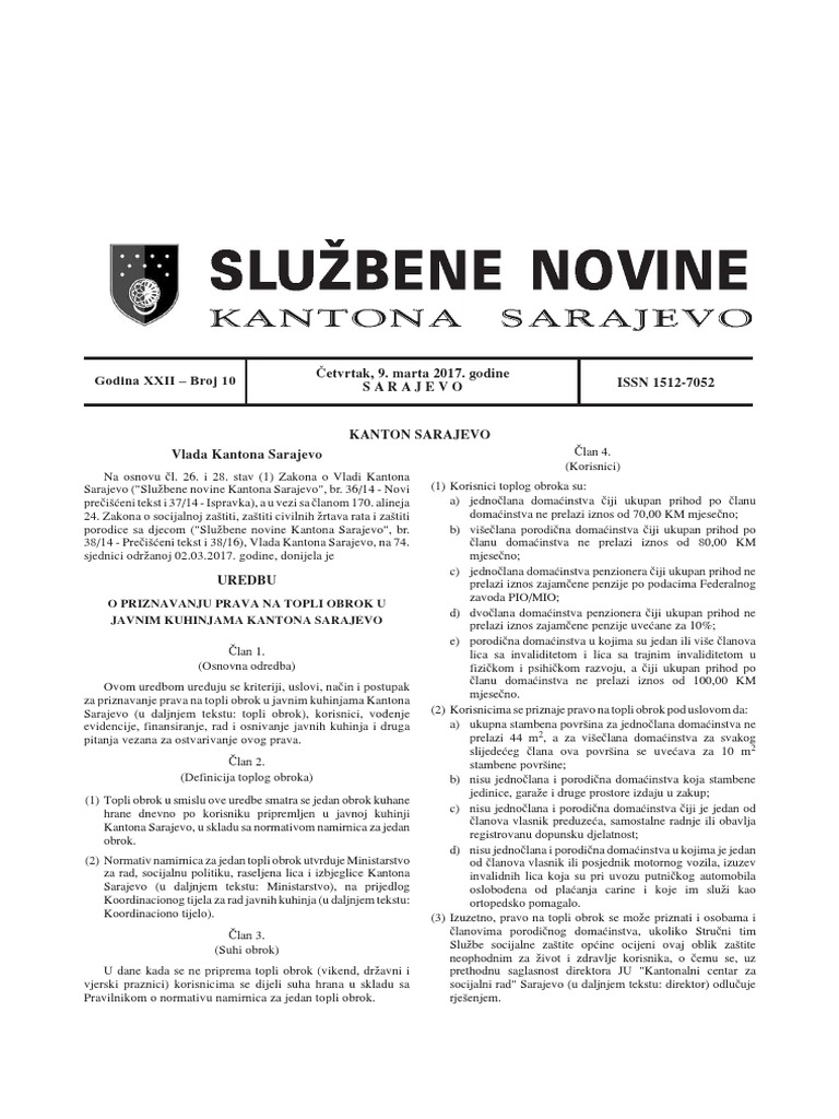 Uredba Topli Obrok 10 17 | PDF